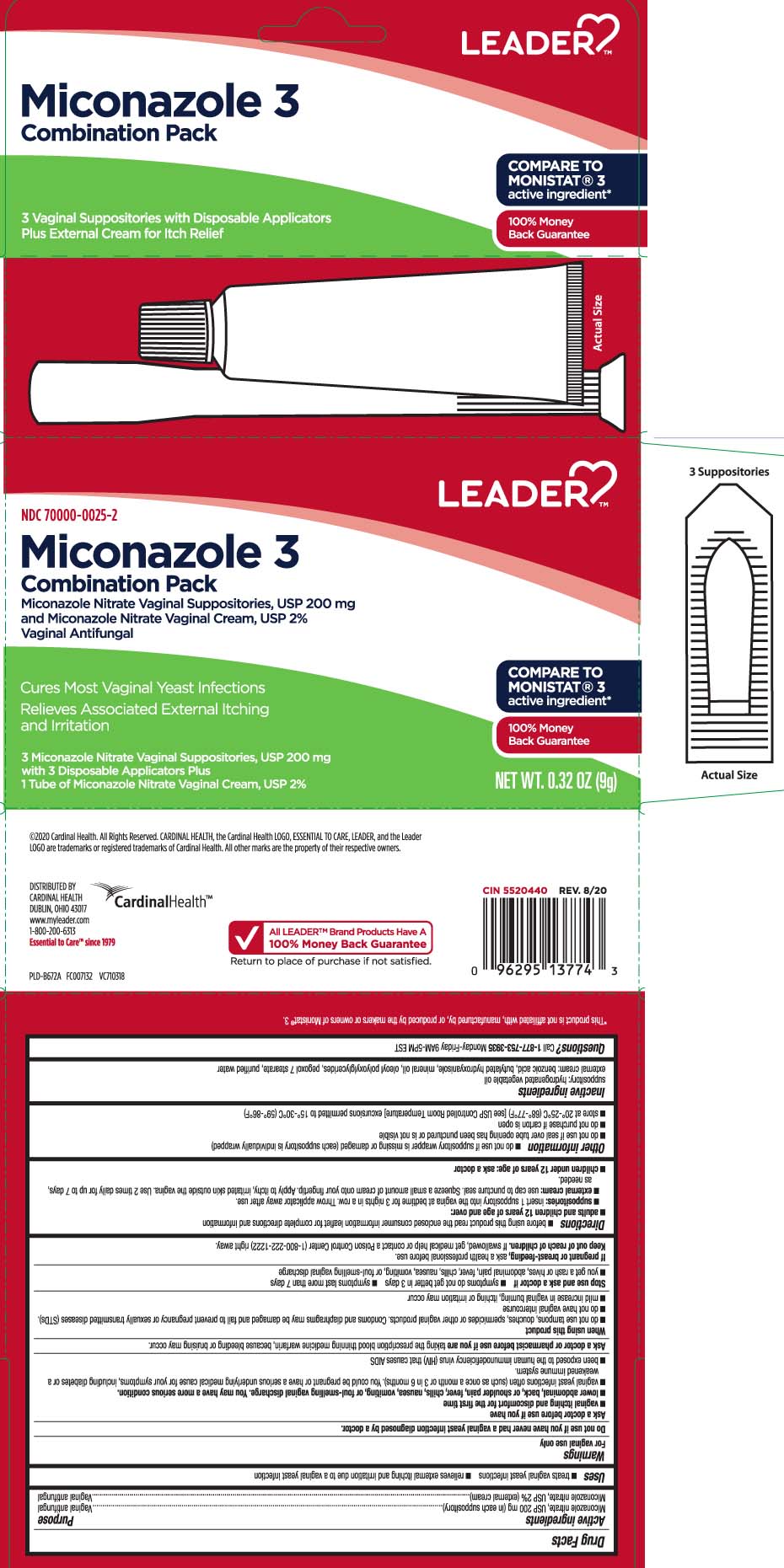 NDC 70000-0025-01 Miconazole 3 Combination Pack Details | HelloPharmacist