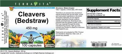 Cleavers (Bedstraw) 450 mg Interactions & Label | HelloPharmacist