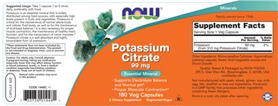 Potassium Citrate 99 mg by NOW Details and Interactions | HelloPharmacist